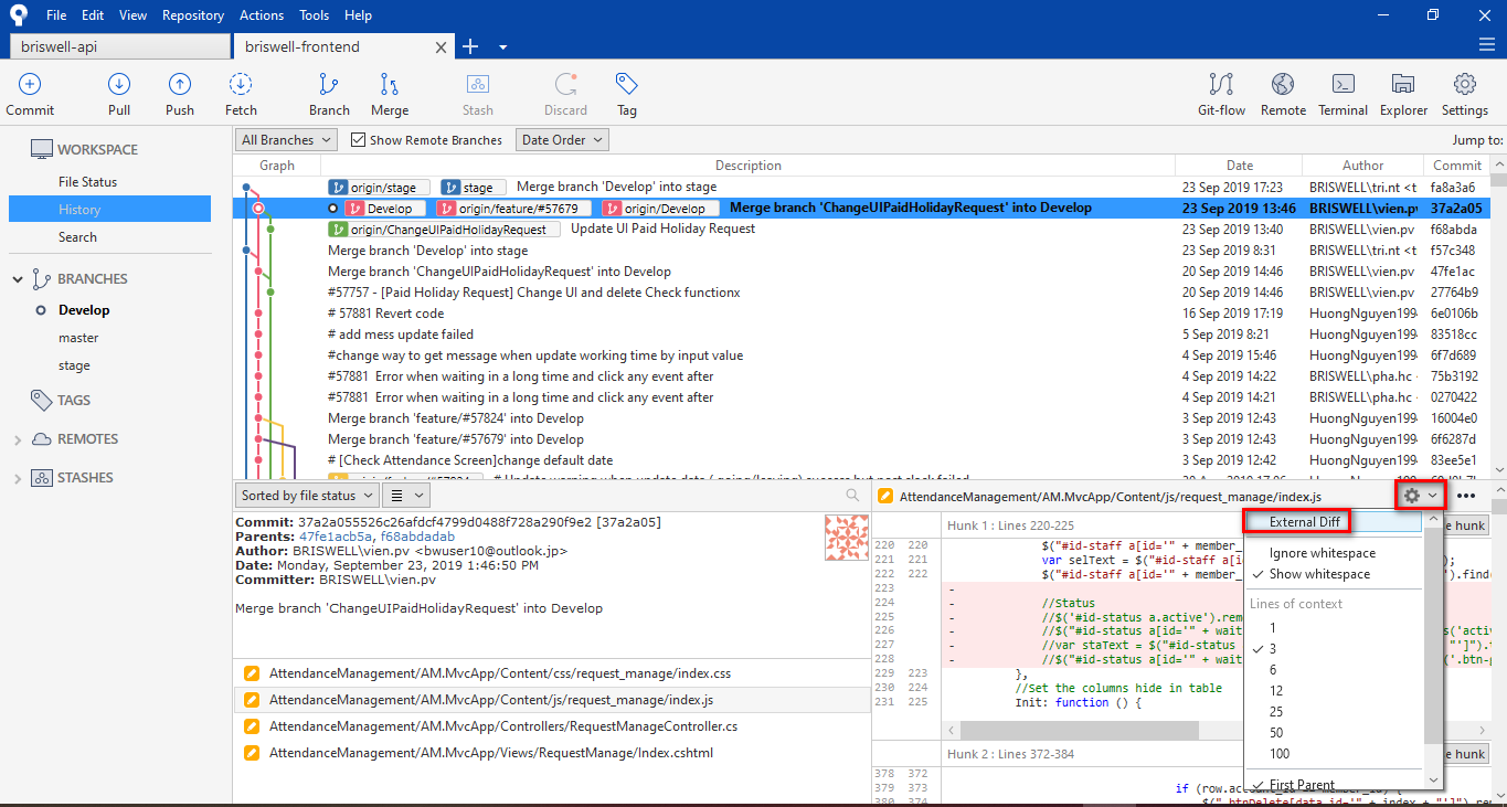 Using external Diff in Sourcetree - (日本語) 株式会社ブリスウェル ベトナム